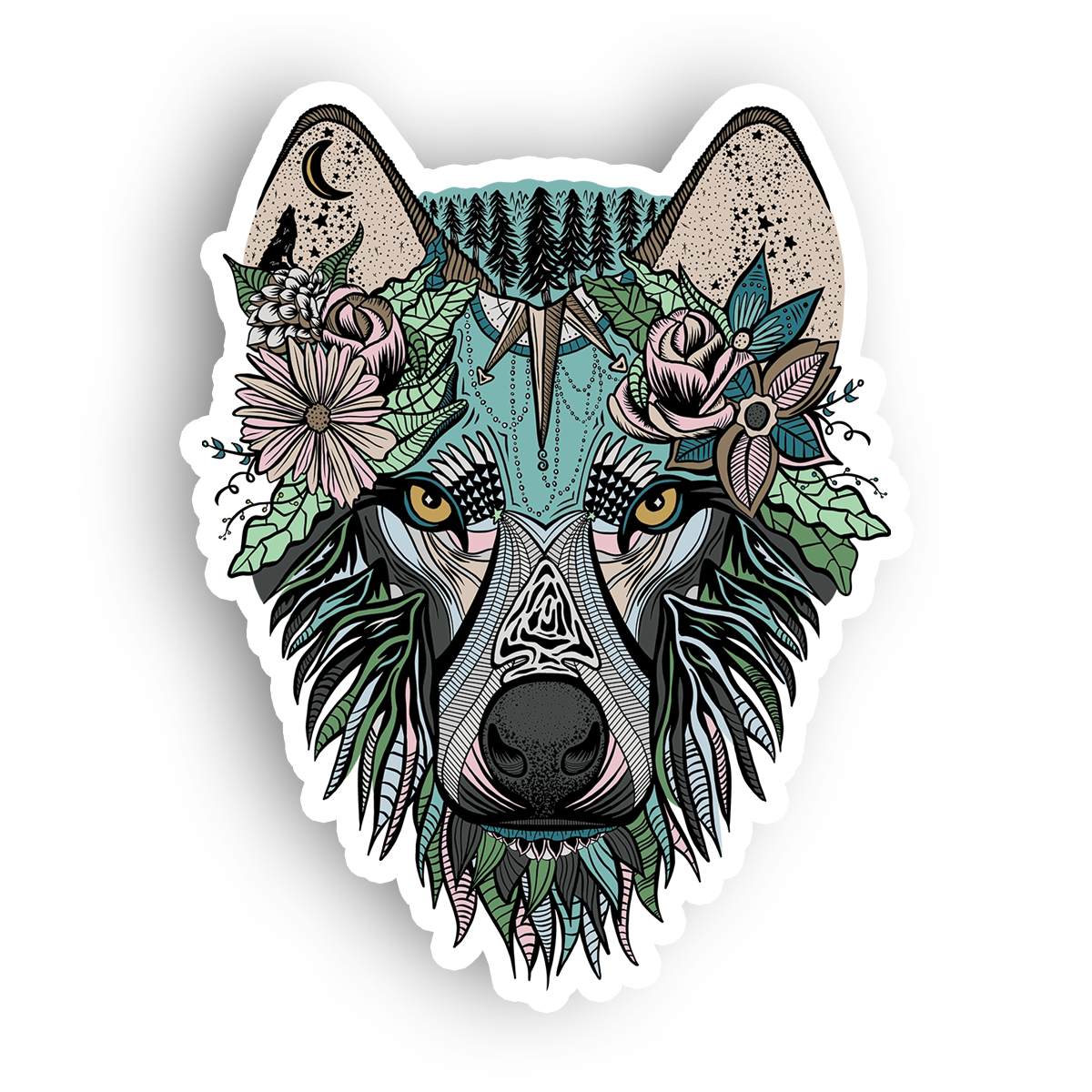 Boho Wolf Sticker | Wild Tribute