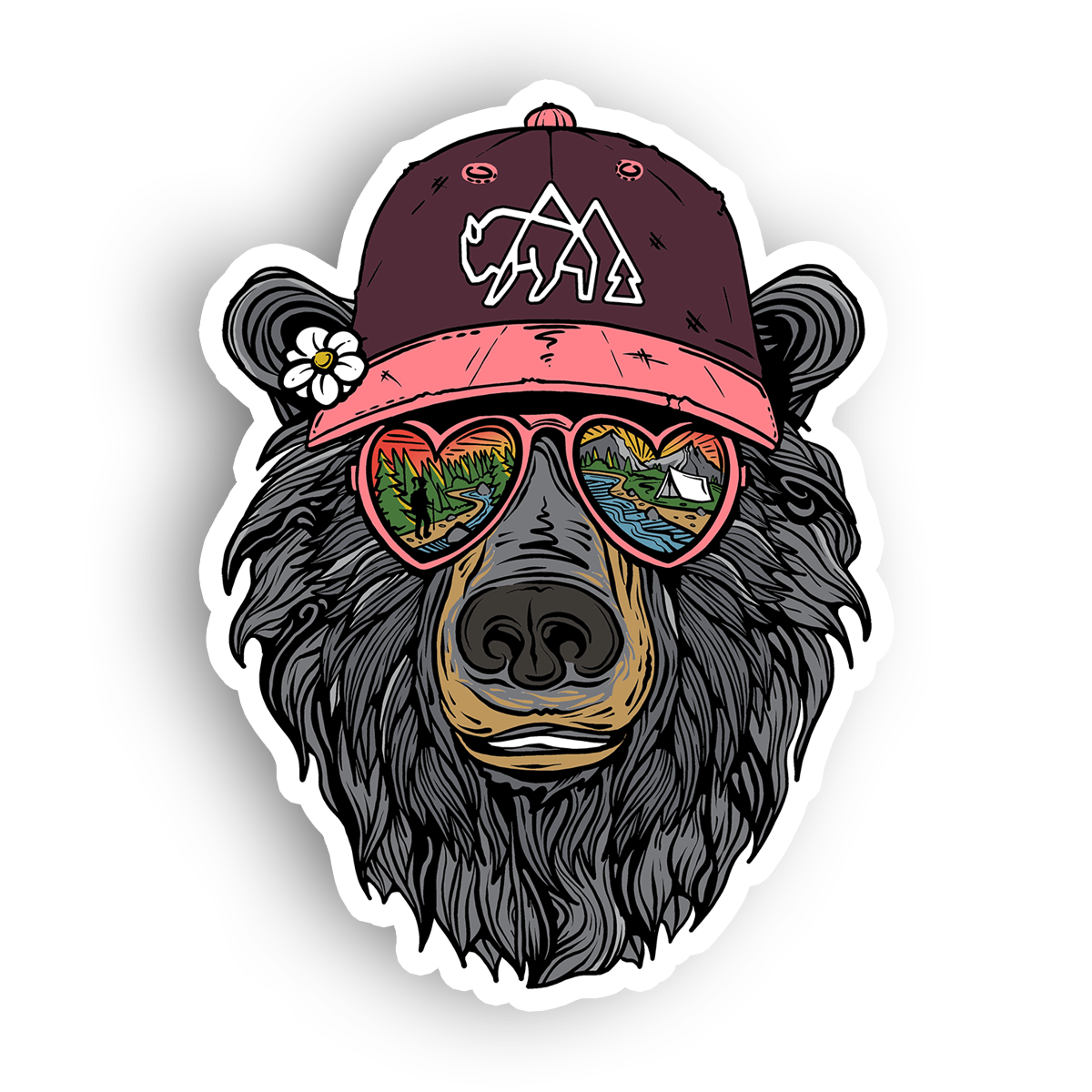 Miami Vice Flower Bear Sticker | Wild Tribute